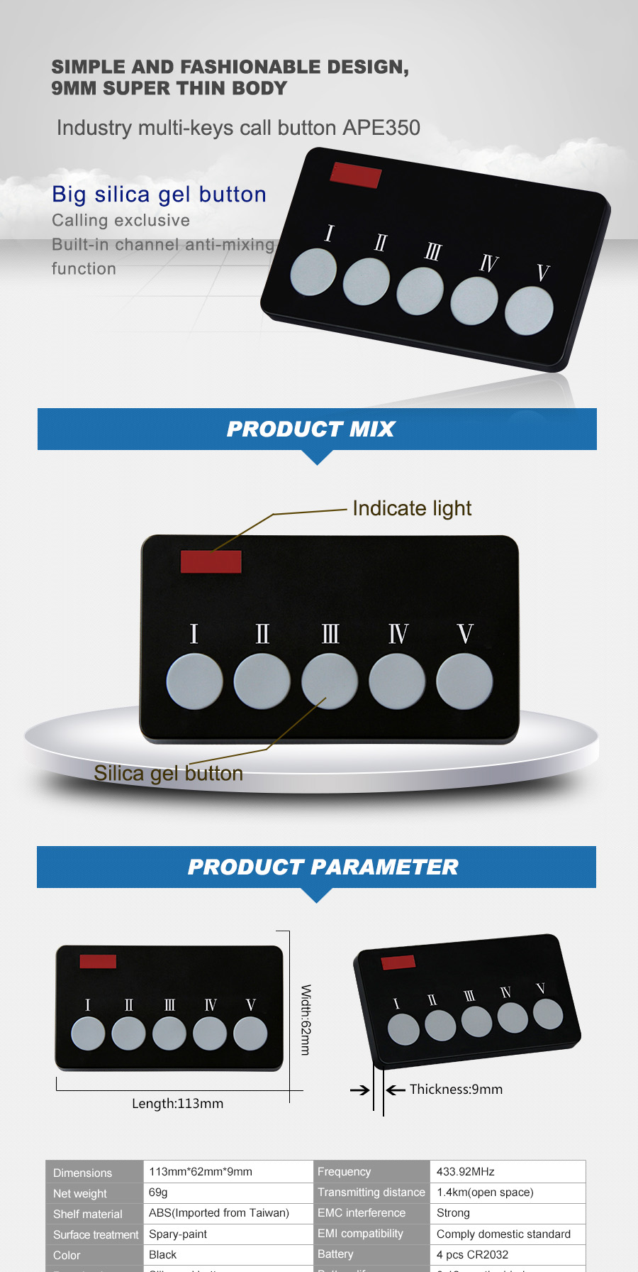 Wireless calling system kitchen cook calling waiter buzzer call button ...