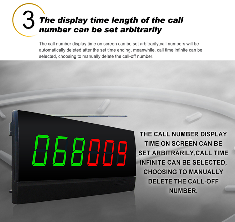 Wireless calling system number display panel screen monitor with 2 called numbers in 6 digits ...